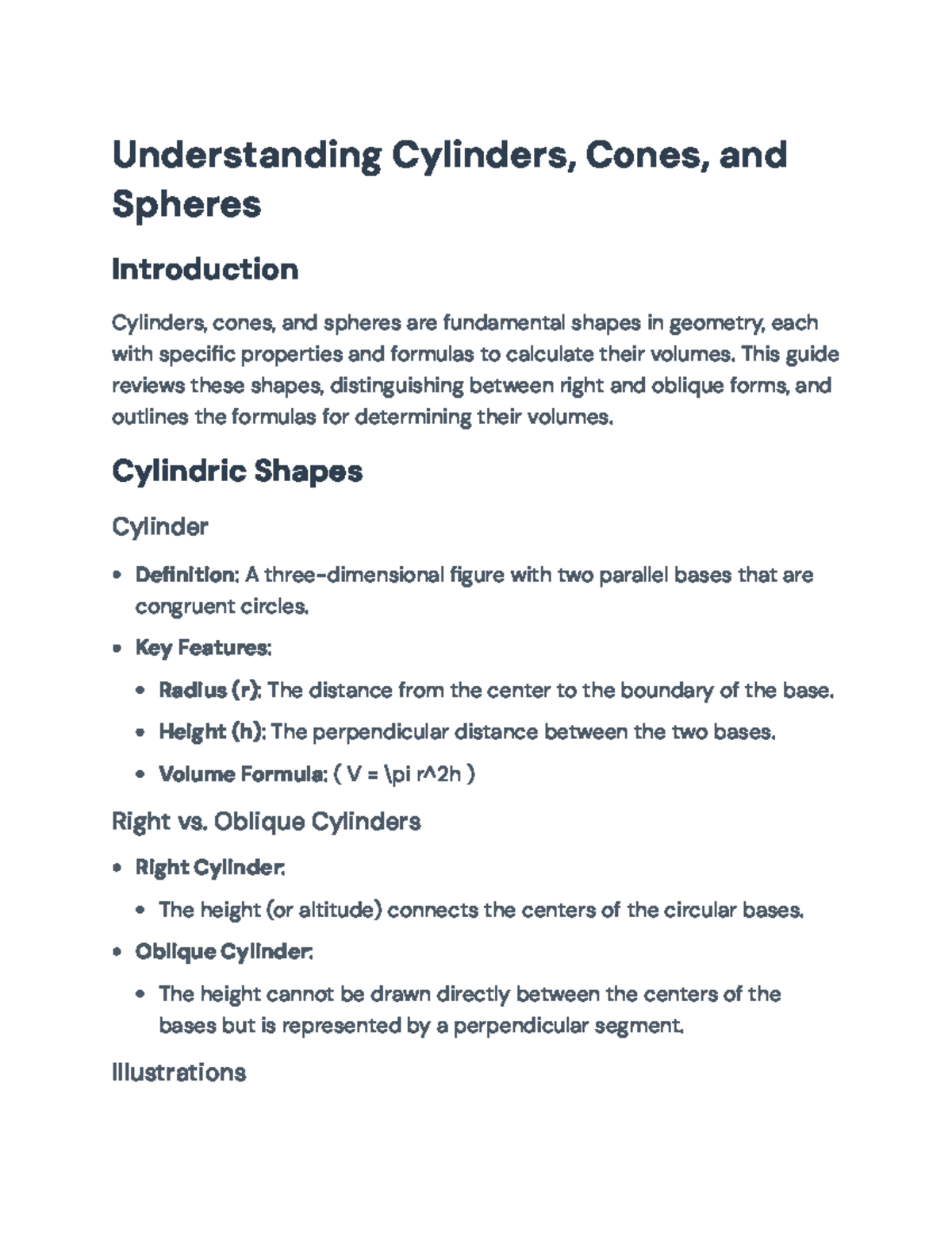 Understanding Geometric Shapes: Cylinders, Cones & Spheres Explained - Studocu