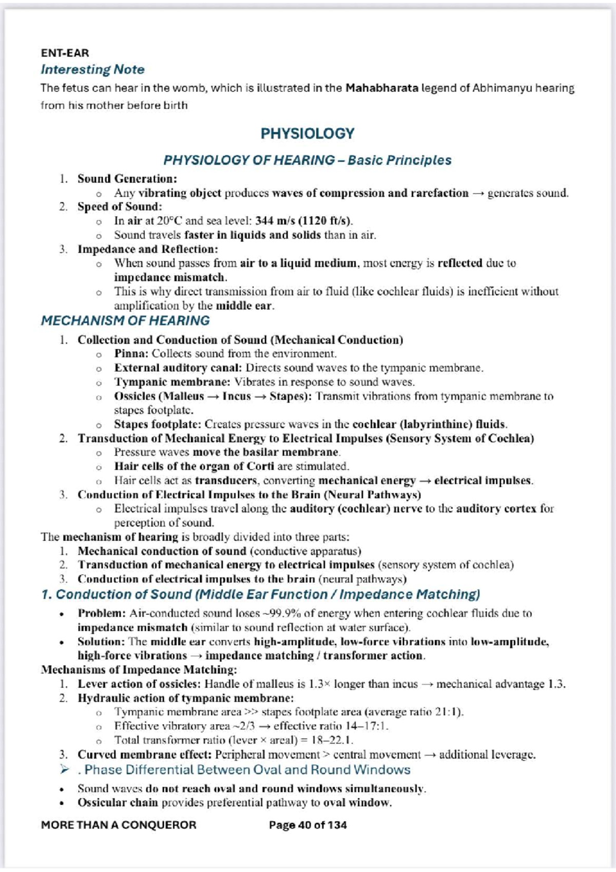 Sample ENT Notes - PHYSIOLOGY OF HEARING and Septal Deformities - Studocu