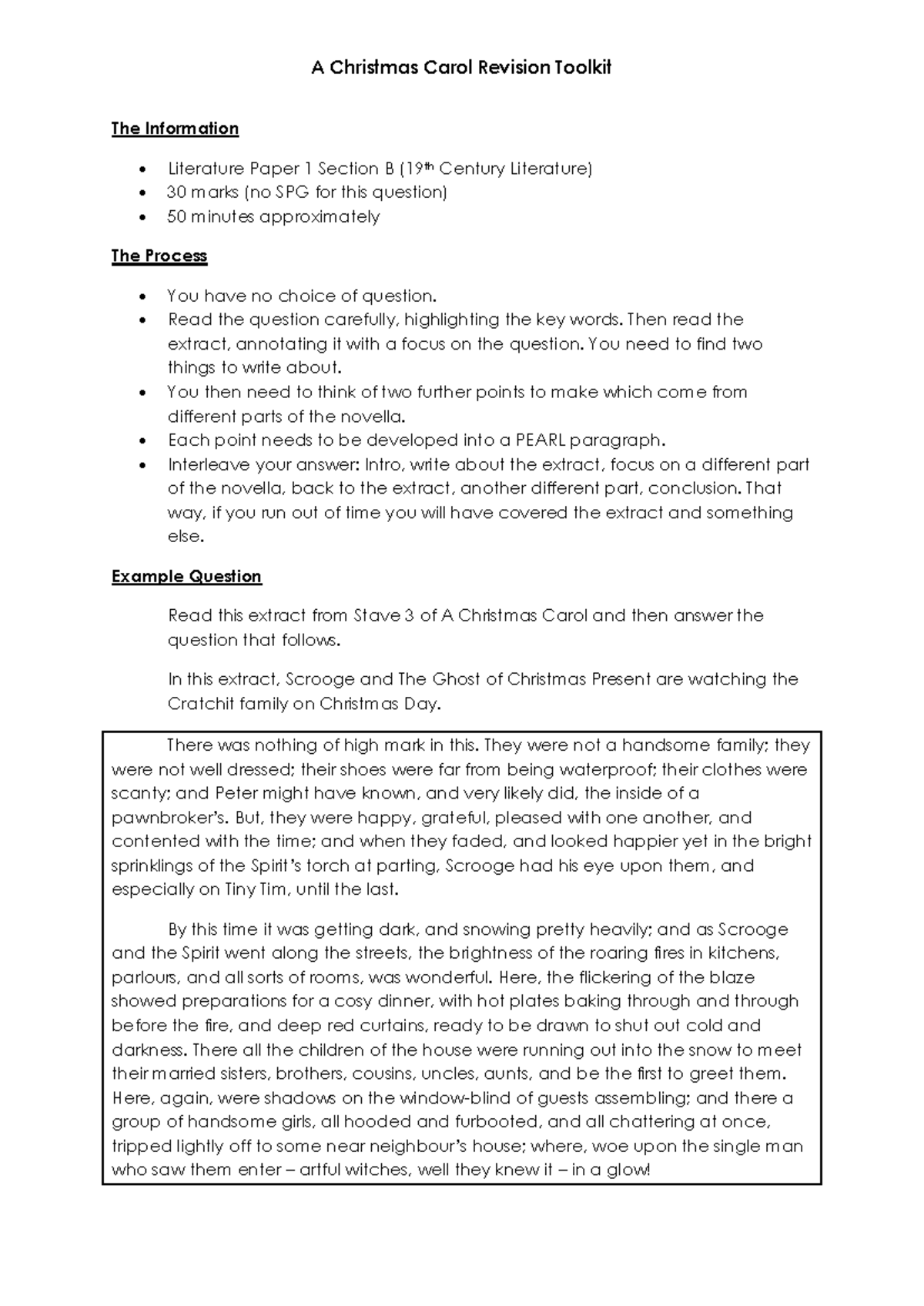 A Christmas Carol Revision Toolkit: Literature Paper 1 (2018) - Studocu