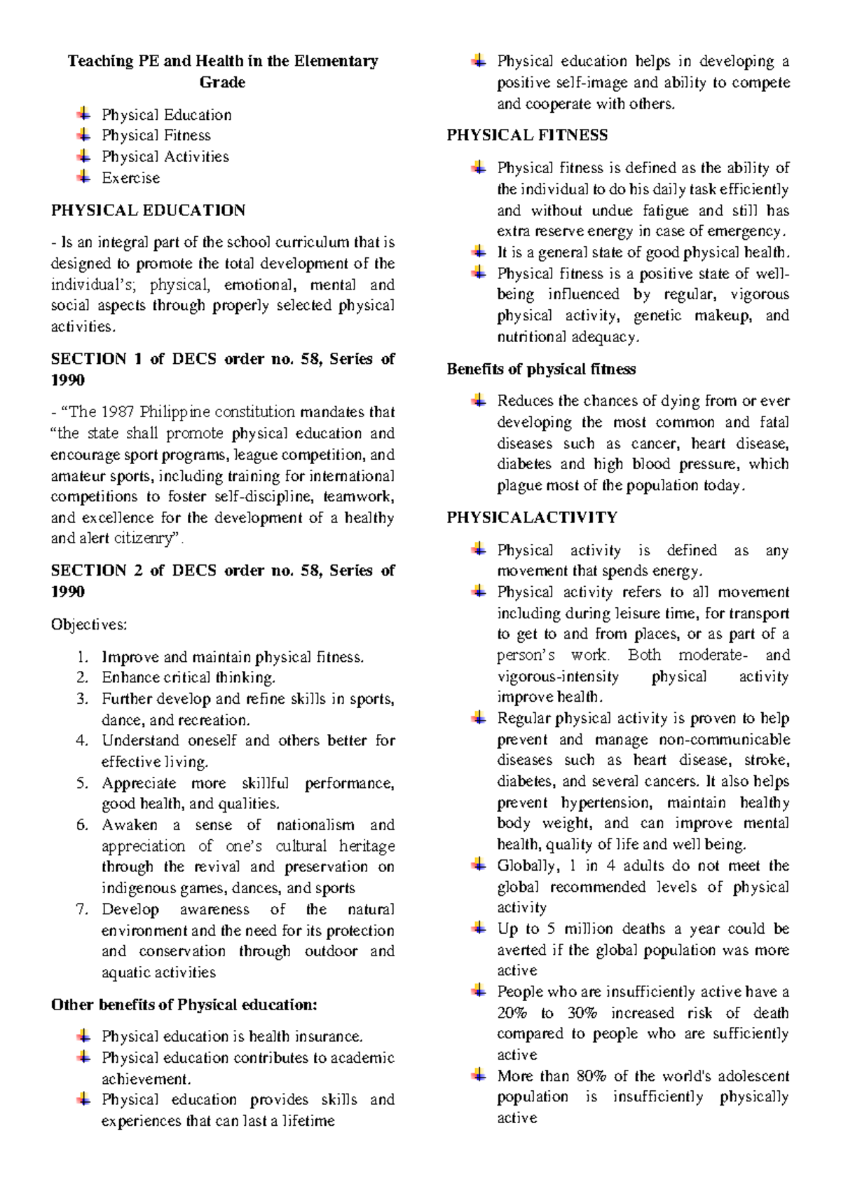 Teaching PE & Health in Elementary: Key Concepts & Methods - Studocu