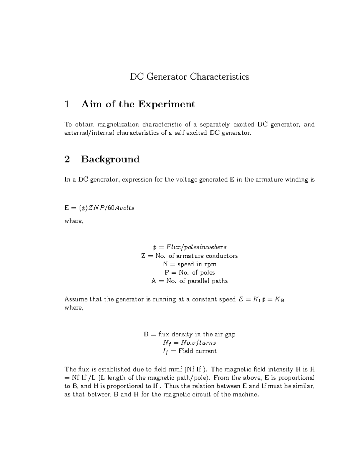 Exp 5: DC Generator Magnetization & Characteristics Analysis - Studocu