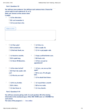 Progress Check Test 1 listening - SECTION 1 Questions 1 - 10 Complete ...