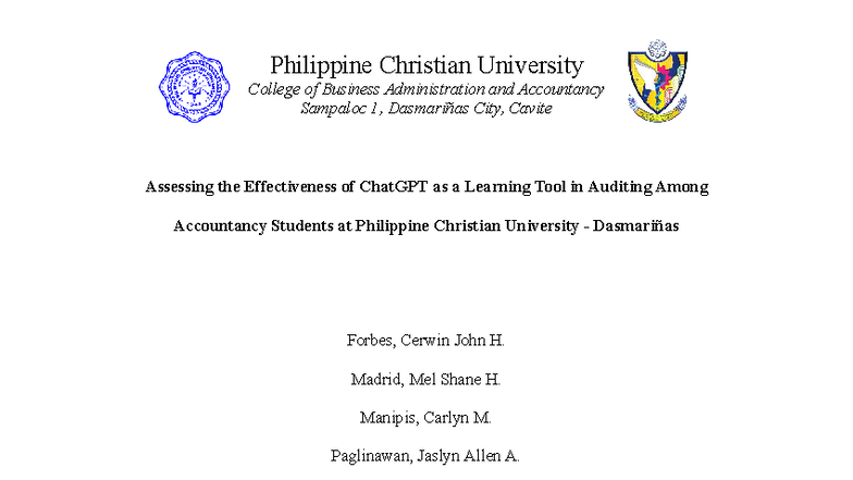 Assessing ChatGPT's Effectiveness as a Learning Tool in Auditing (BSA ...