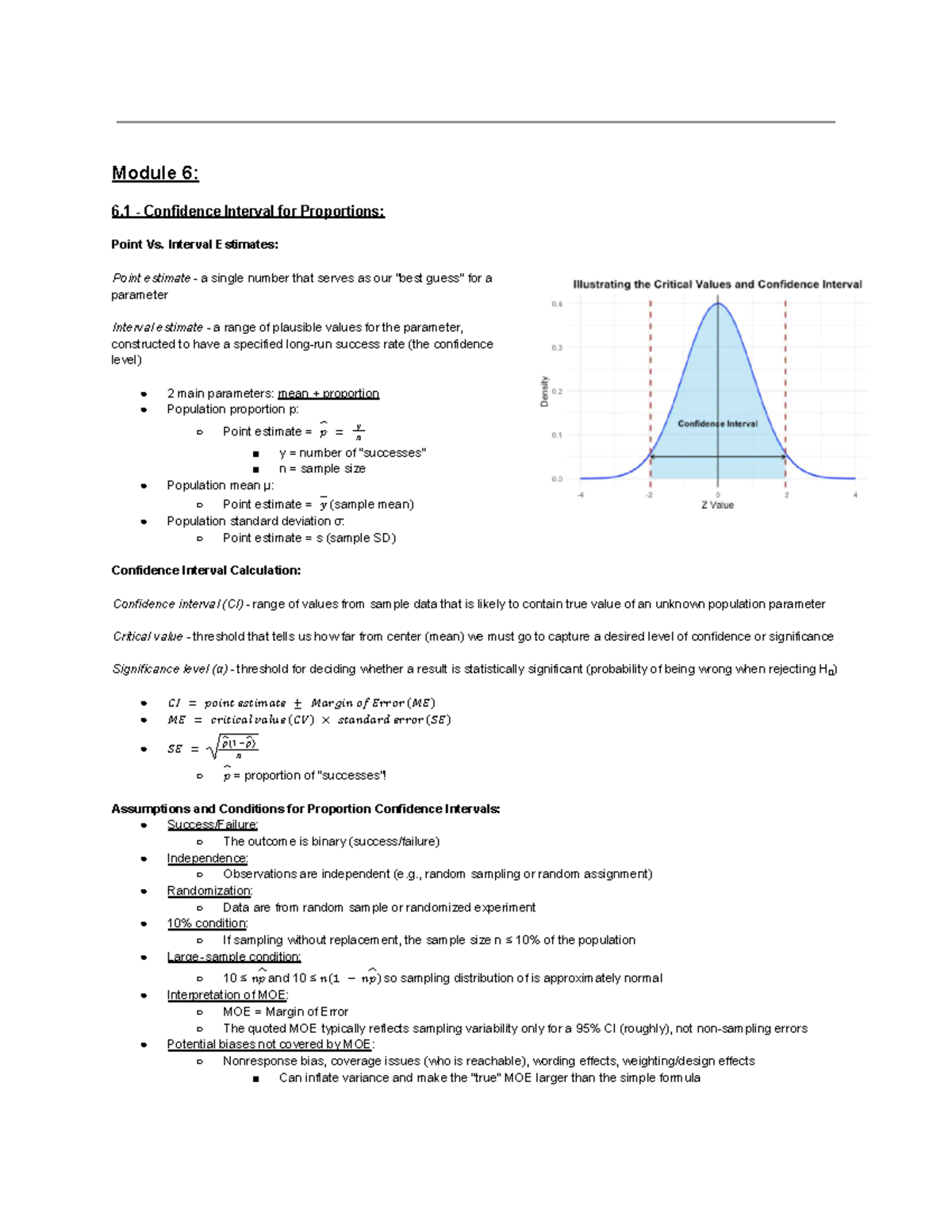 STAT 151 Final Exam Notes: Confidence Intervals & Hypothesis Testing ...