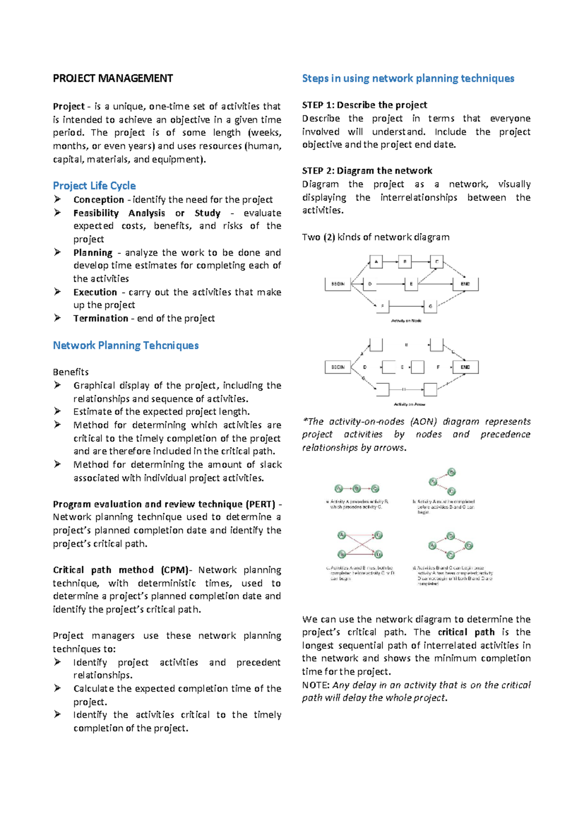 Chapter 16: Project Management Techniques and Network Planning - Studocu