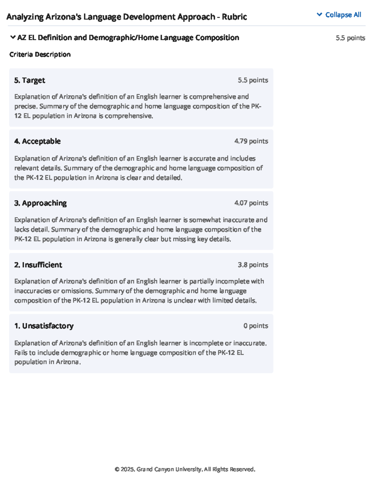 ESL-546 Rubric for Evaluating Arizona's Language Development Methods ...