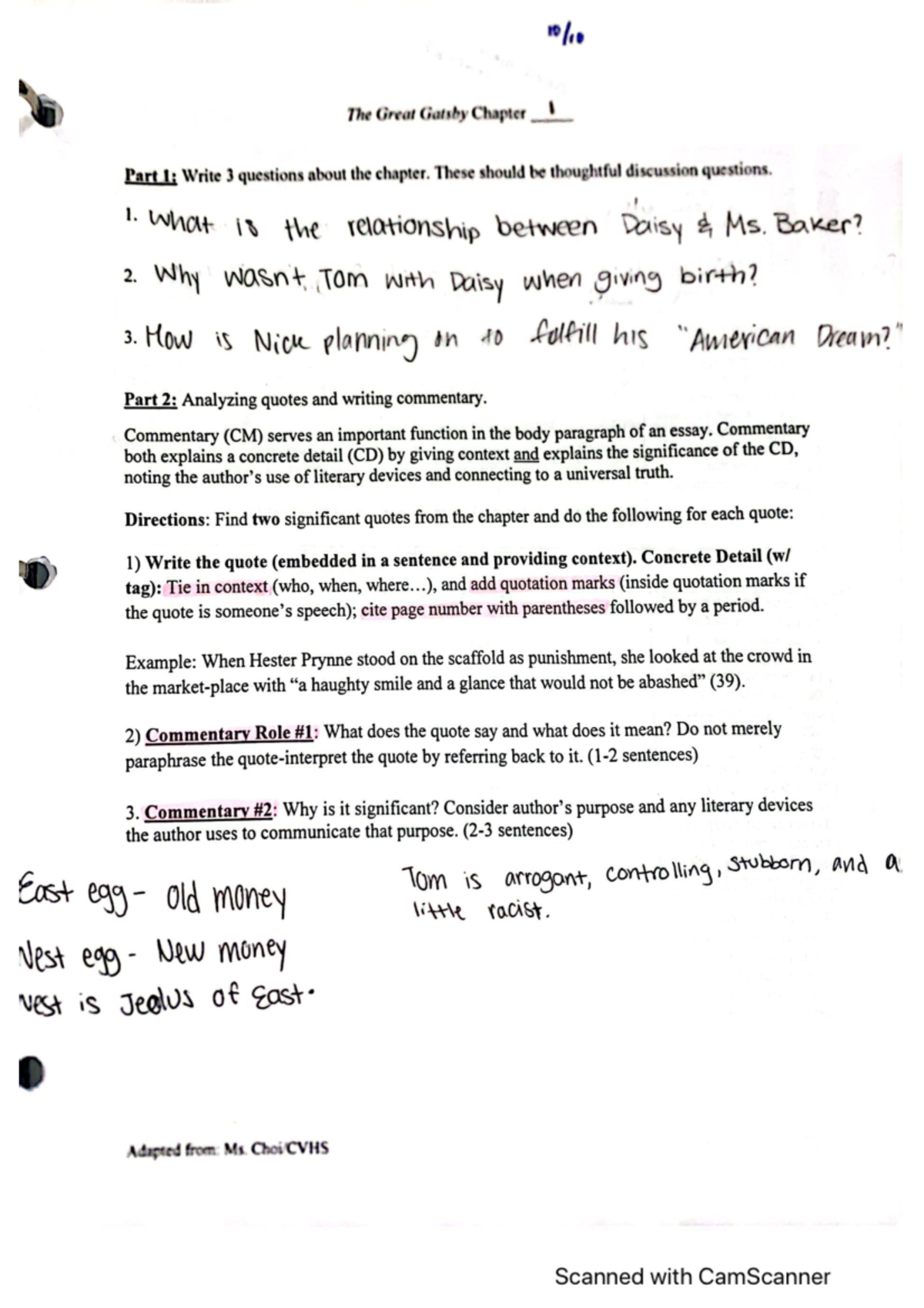 Cam Scanner 01-18-2023 20 - The Great Gats Chapter I Part 1: Write 3 ...