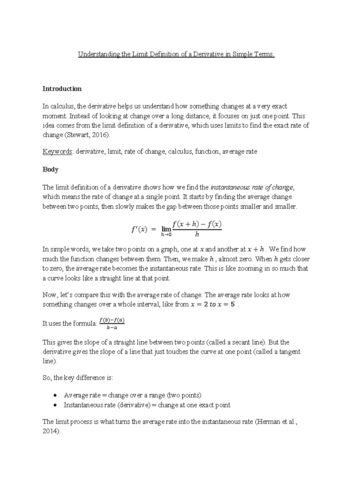 MATH 1211-01 Calculus: Understanding Derivative Limits Explained - Studocu