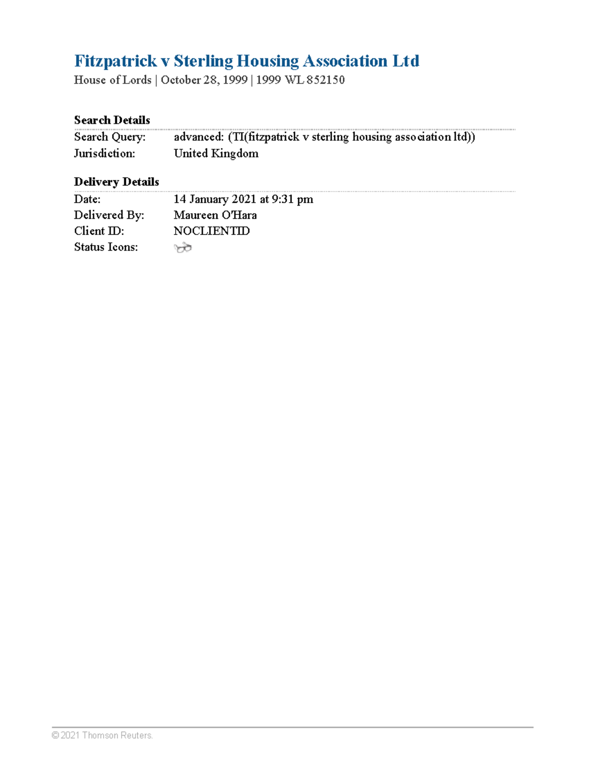 Fitzpatrick v Sterling Housing Association: House of Lords Decision ...
