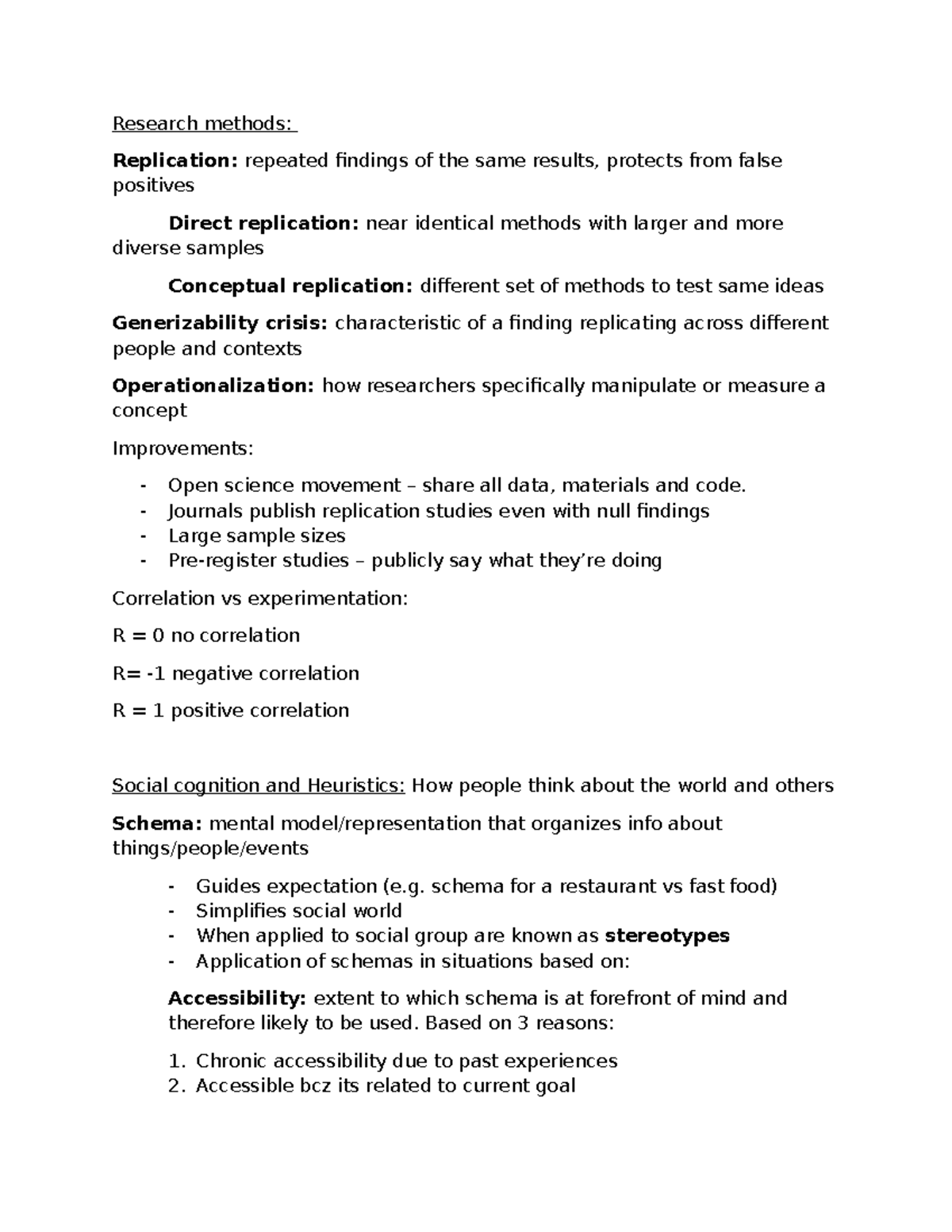 Social Psych Notes - Research methods: Replication: repeated findings ...