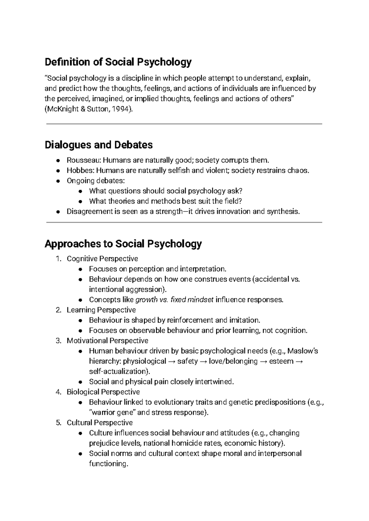 Social Psychology Overview: Key Concepts and Theories - Studocu