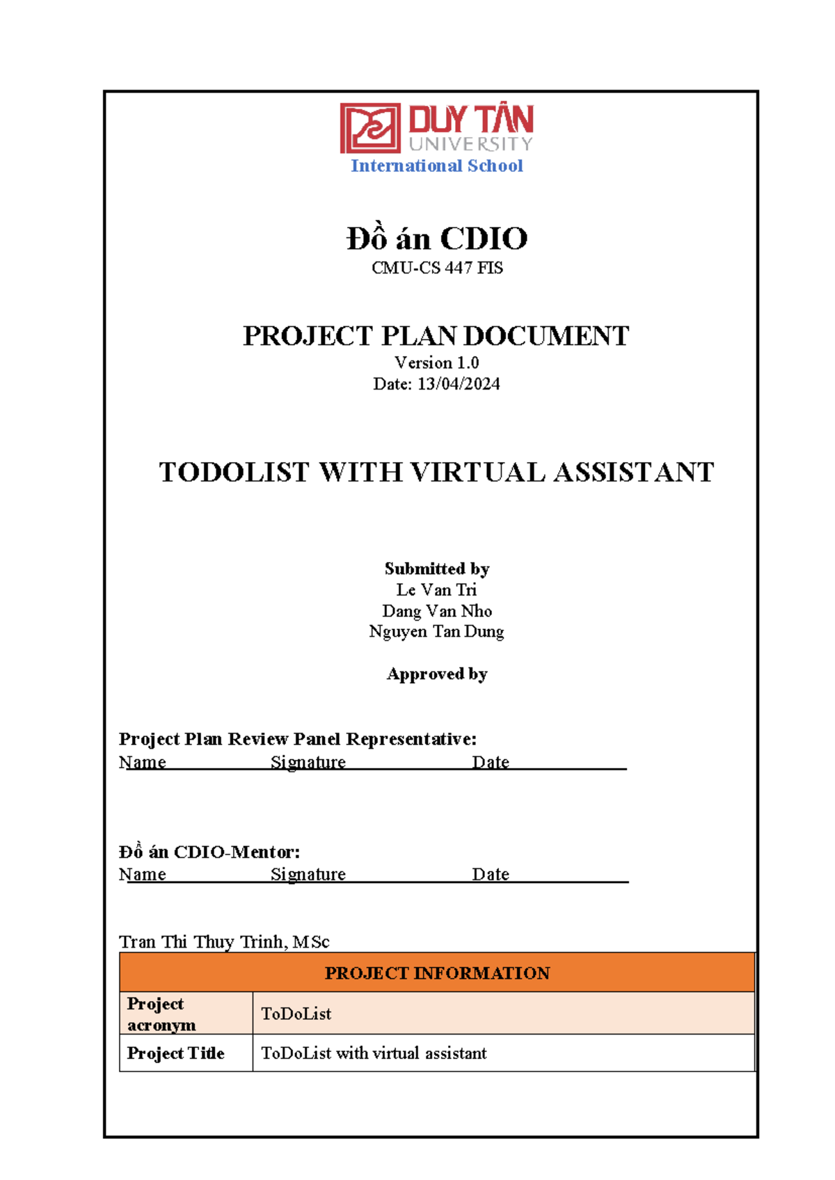 CMU-CS 447 FIS Project Plan: ToDoList with Virtual Assistant - Studocu