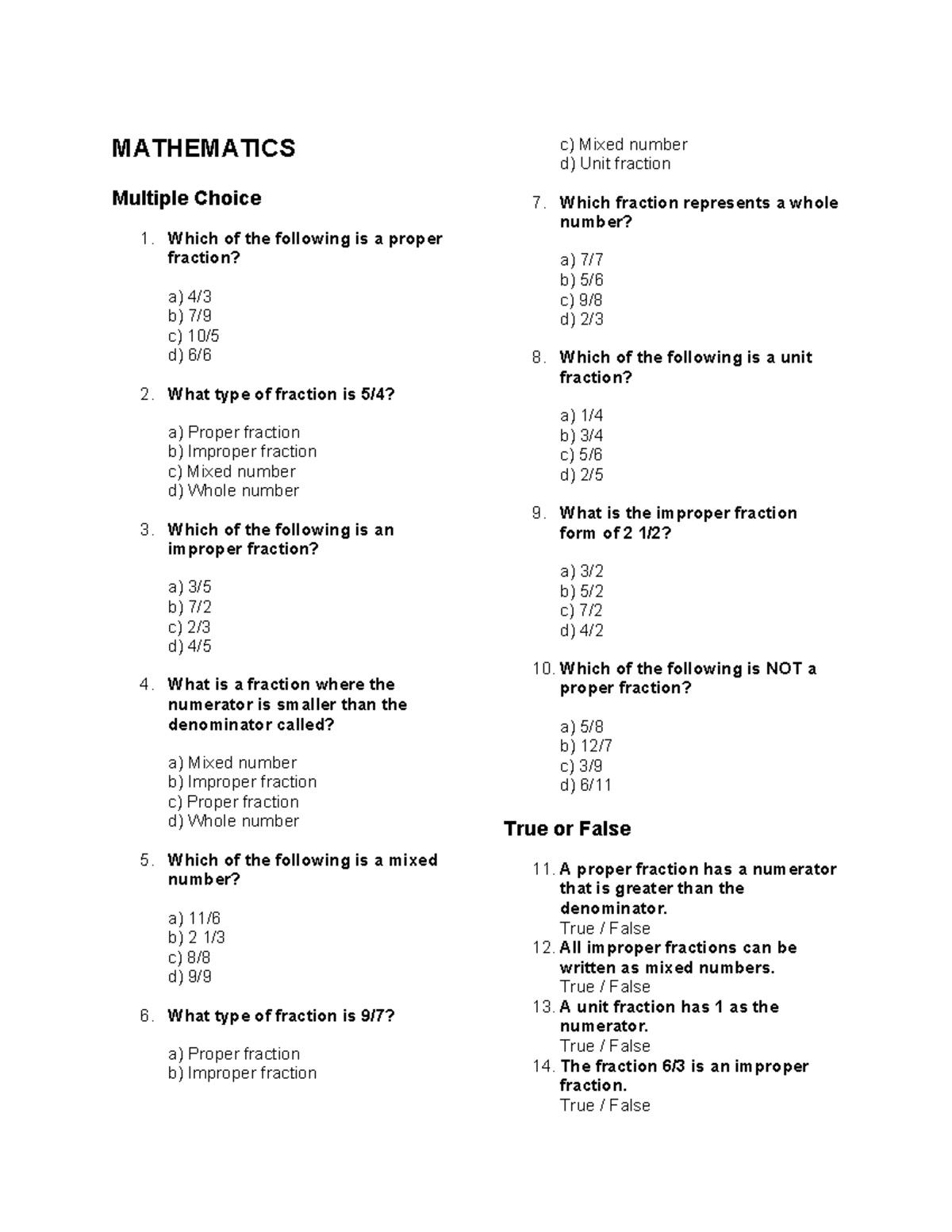 Untitled document - for reference - MATHEMATICS Multiple Choice 1. Which of the following is a ...