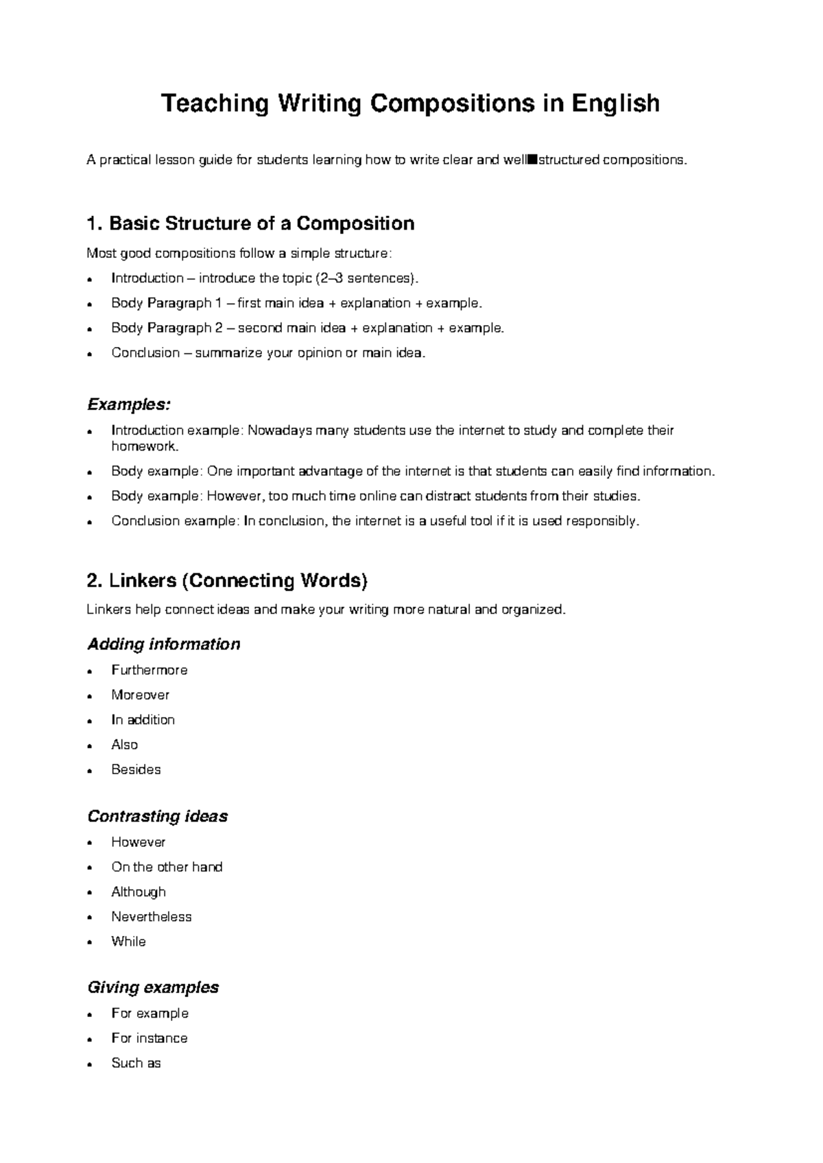 Writing Composition Lesson Guide: Techniques & Examples for Students ...