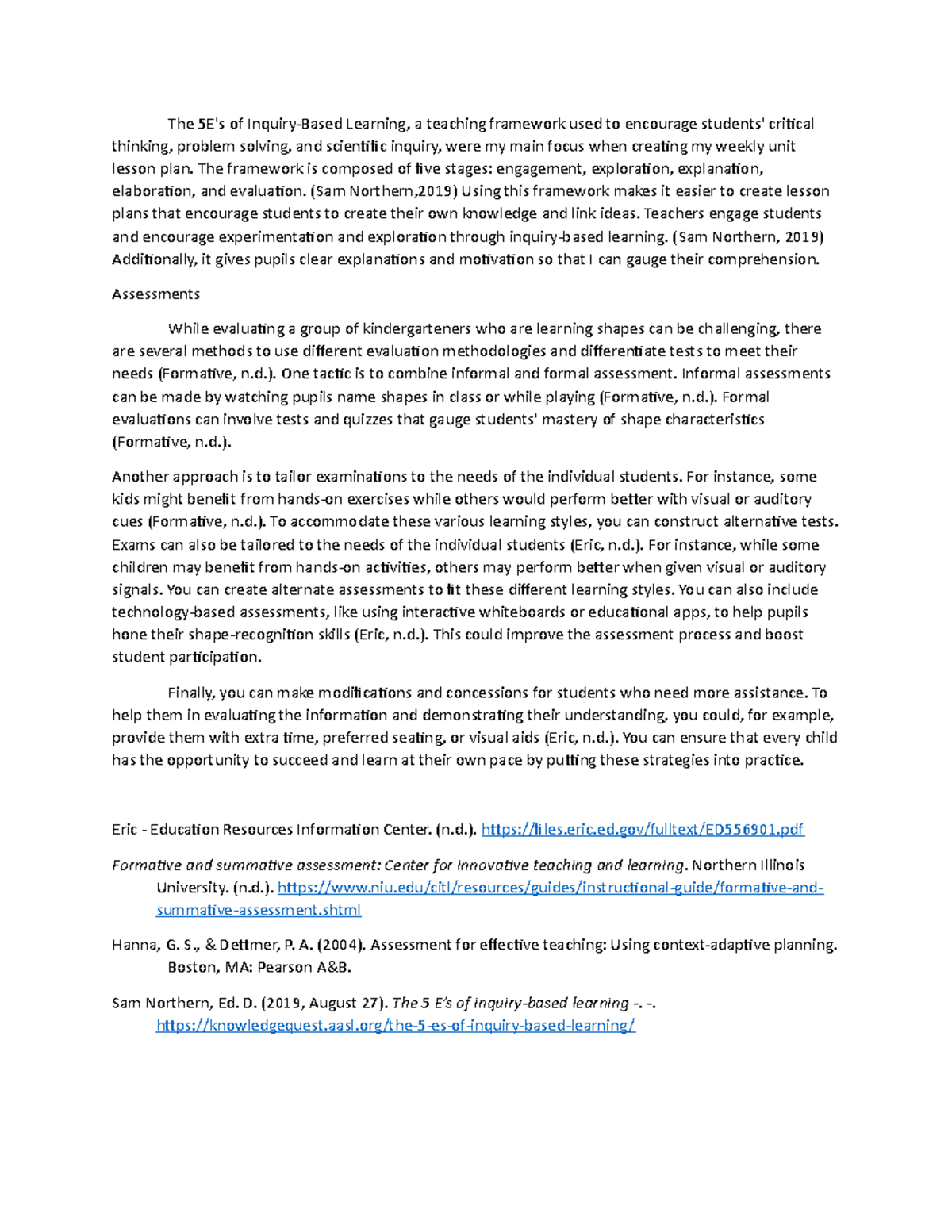 Week 5 Lesson Plan Assessments: 5E's of Inquiry-Based Learning - Studocu