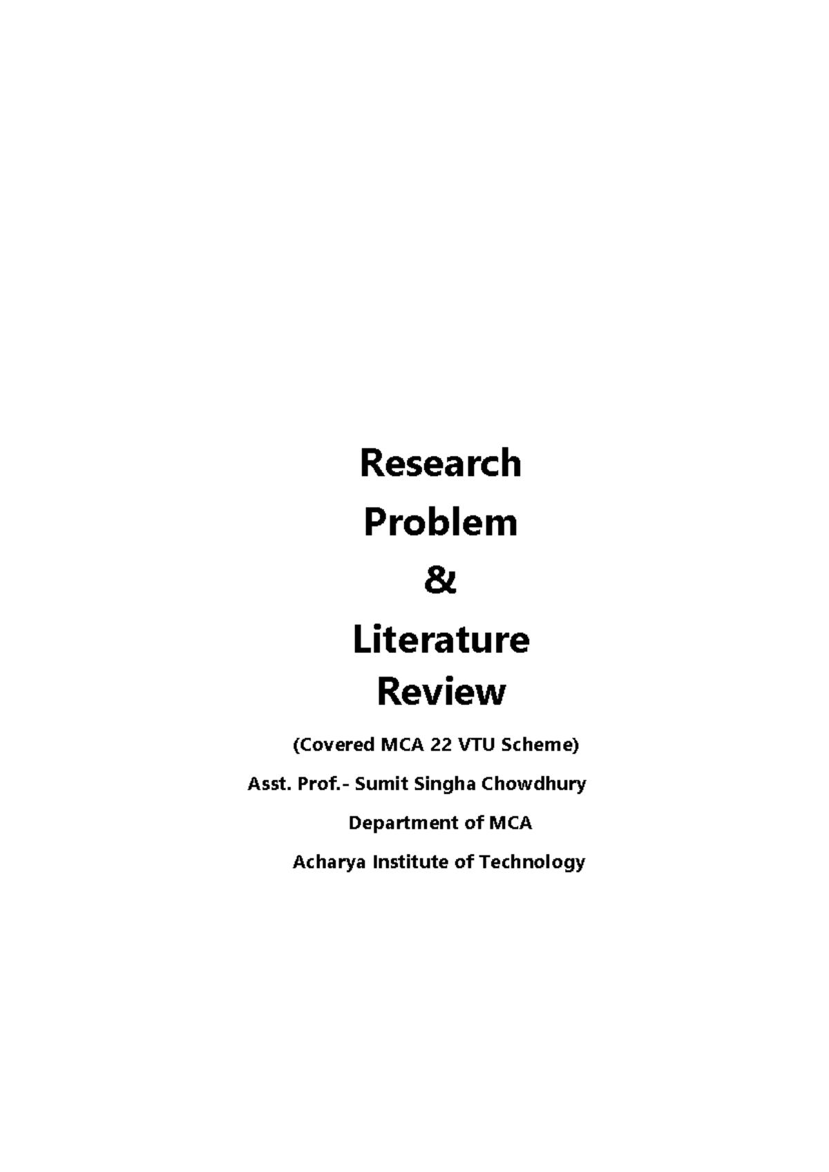MCA 22: Module 2 Lecture Notes on Defining Research Problems - Studocu