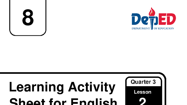 English 8 Q3 Lesson 2 Activity Sheet: MATATAG Curriculum Pilot - Studocu