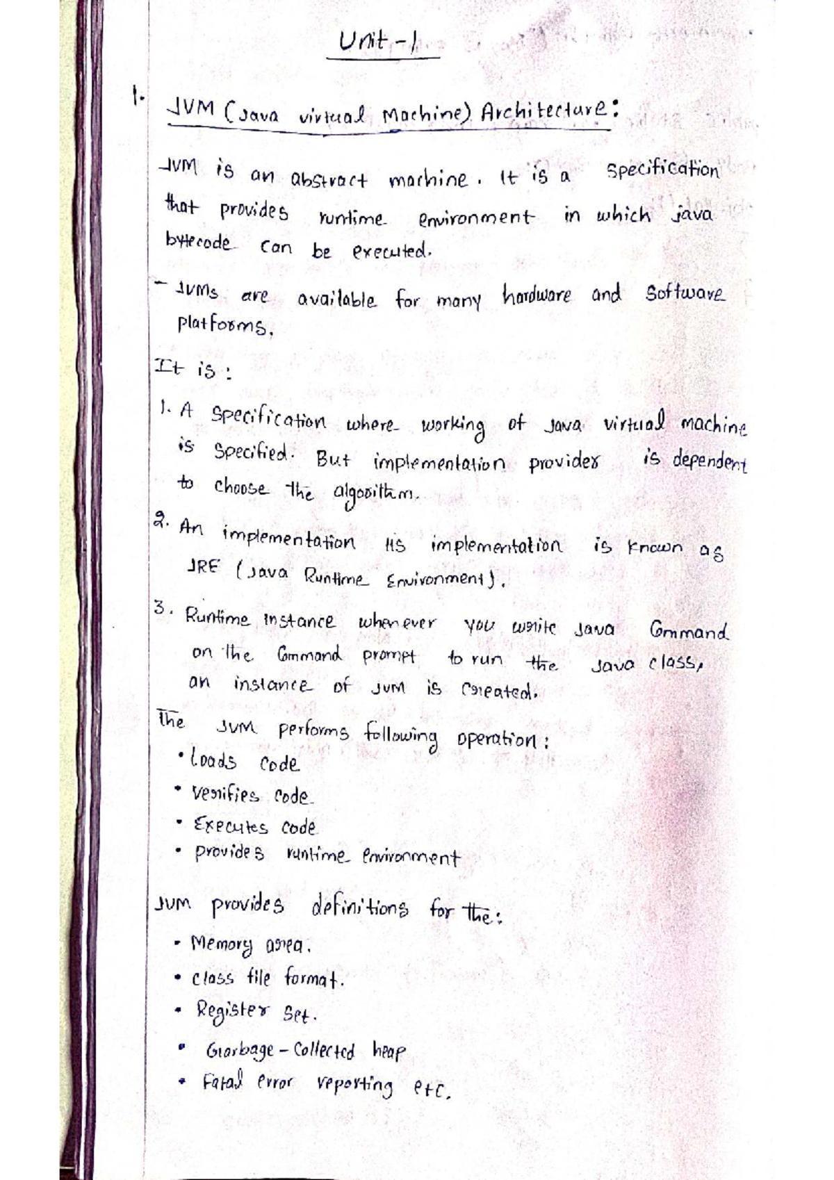 Unit 1: JVM Architecture and Constructors in Java - Java 5 Units 12 ...