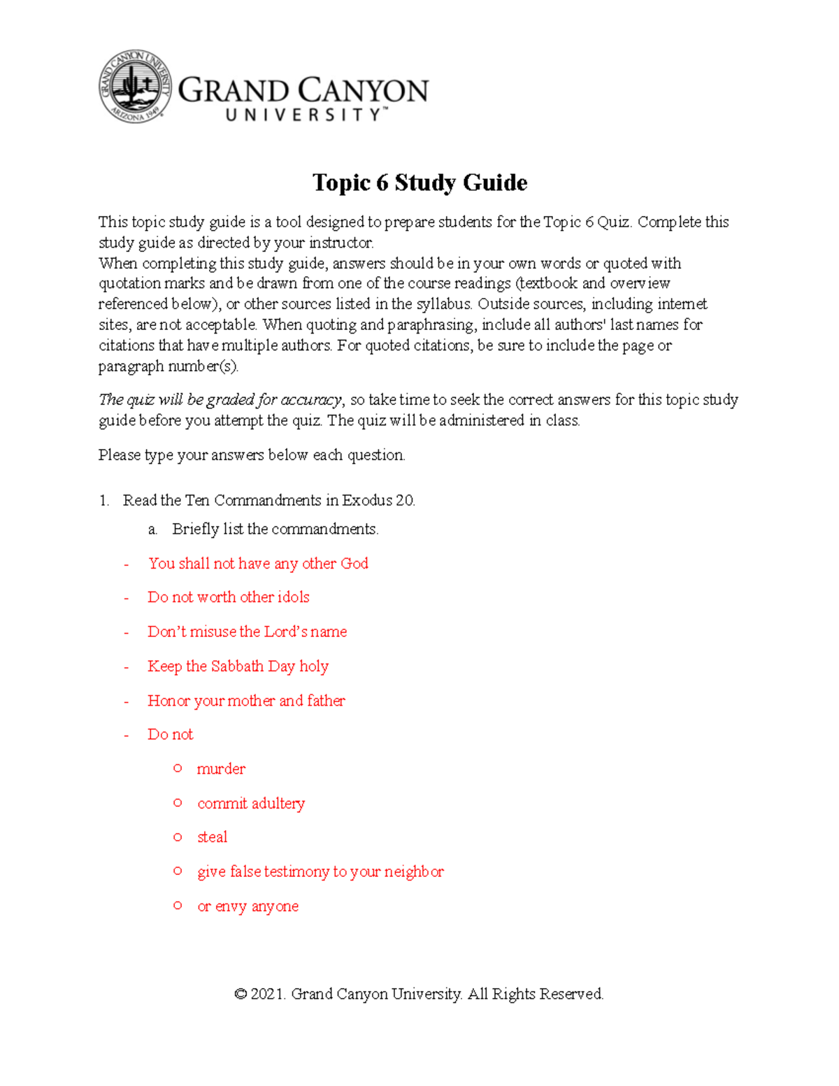 Topic 6 Study Guide - Topic 6 Study Guide This topic study guide is a ...