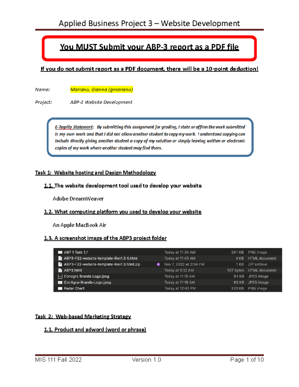 MIS-111-F22-ABP-3-Report Template Rev1.1 - You MUST Submit your ABP-3 ...