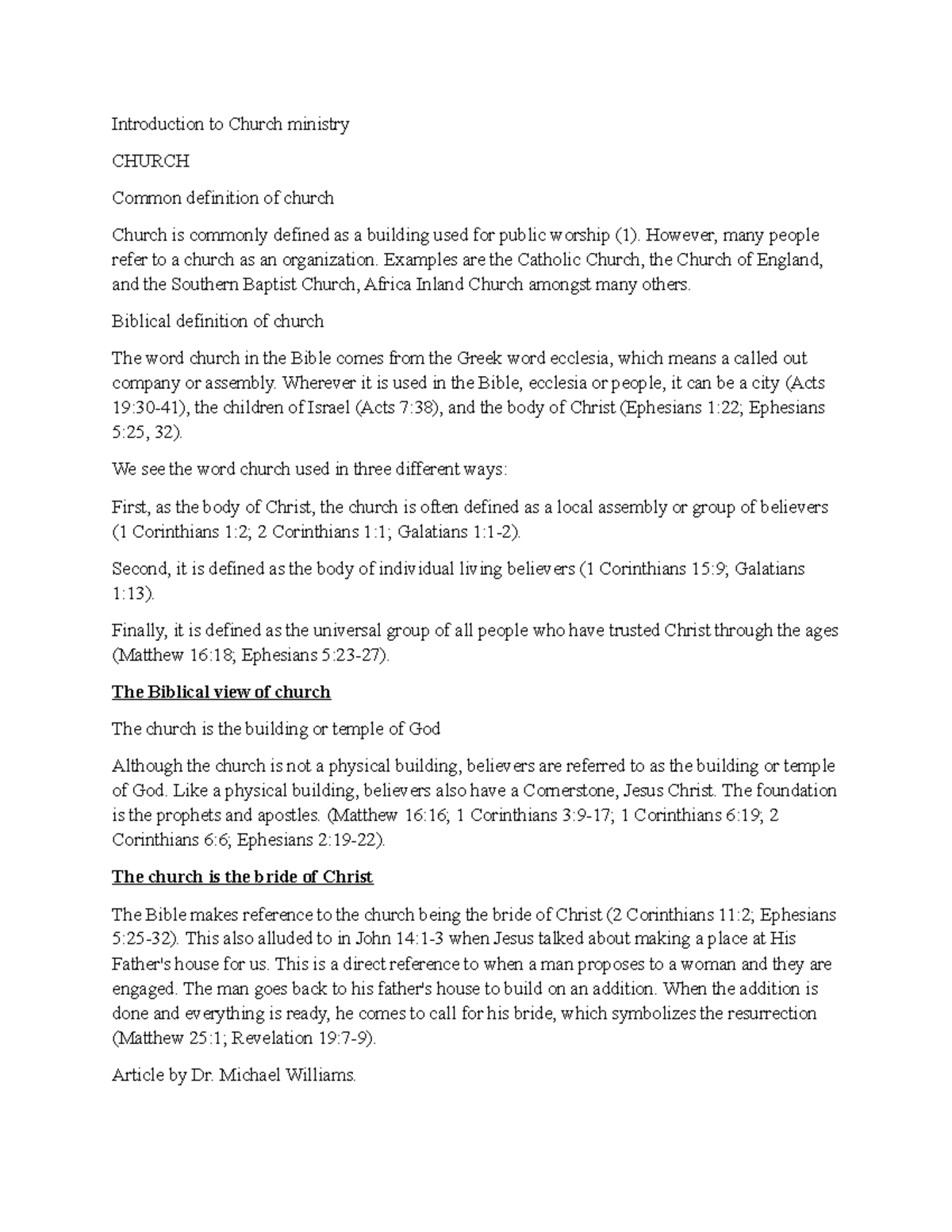 Introduction to Church Ministry: Key Concepts and Practices - Studocu