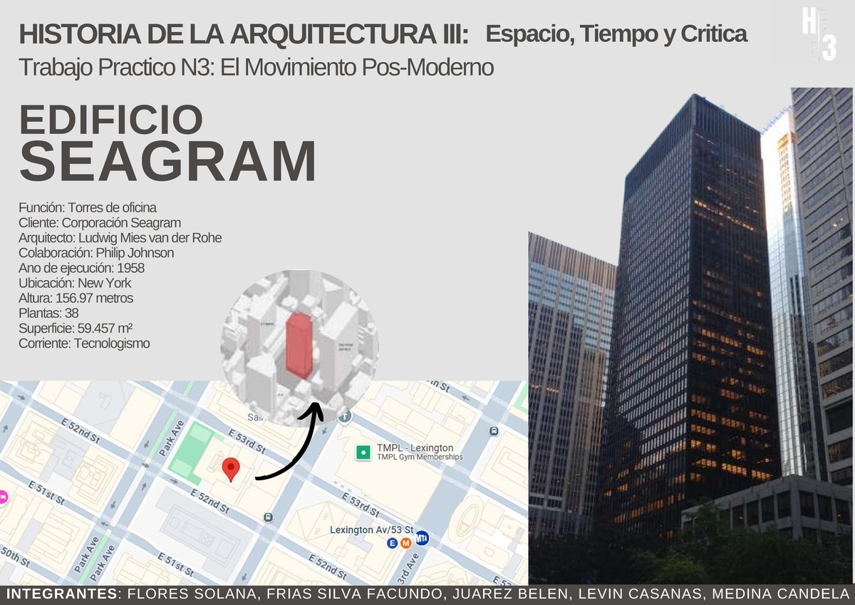HISTORIA DE LA ARQUITECTURA: Edificio Seagram y el Posmodernismo N3 - Studocu