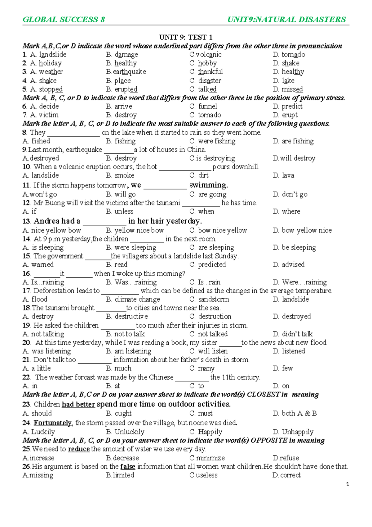 UNIT 9: PRACTICE TEST - e2eqeeeeeeeeee - Studocu