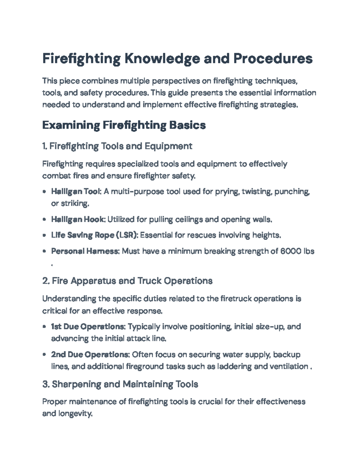 Firefighting Techniques and Safety Procedures Guide - Firefighting ...