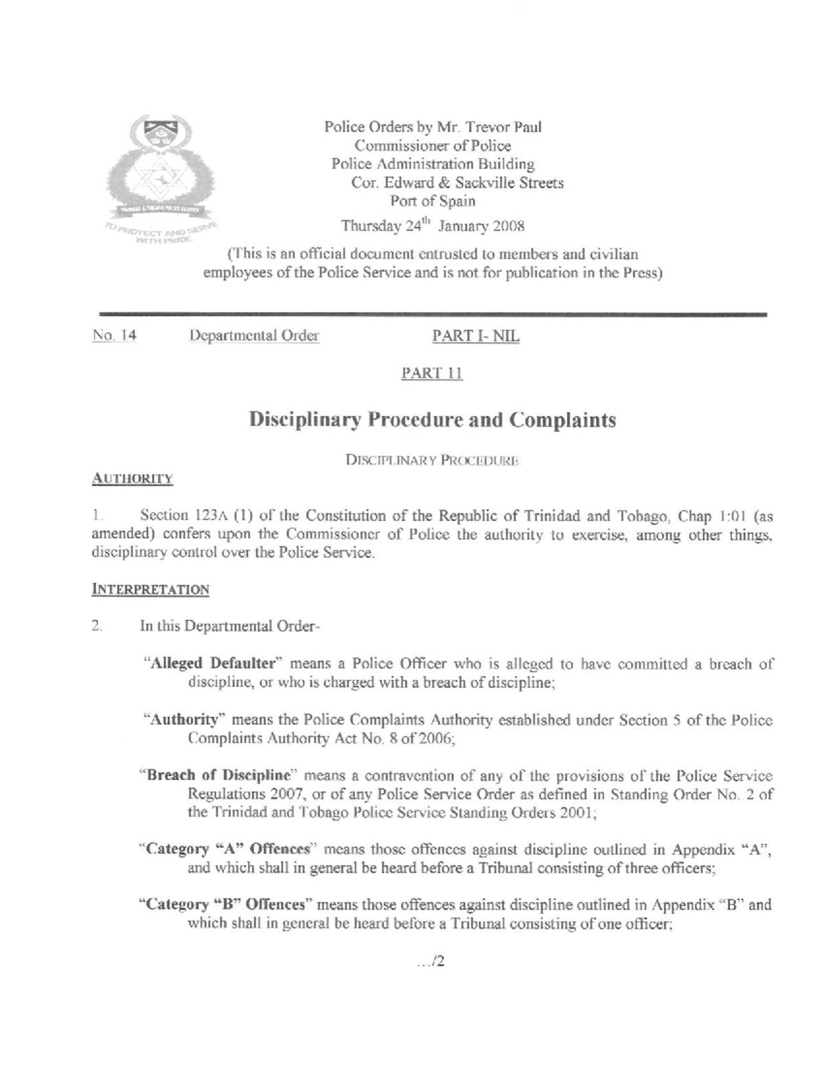 14-08 Disciplinary Procedures and Complaints for Police Officers - Studocu