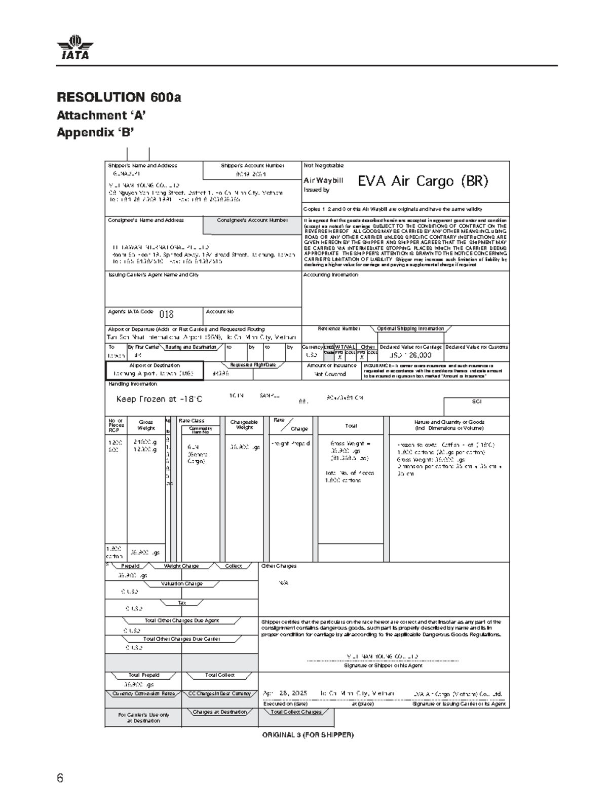 Air Waybill for Air Cargo Shipment - GEMADEPT 2064 - EVA Air - Studocu