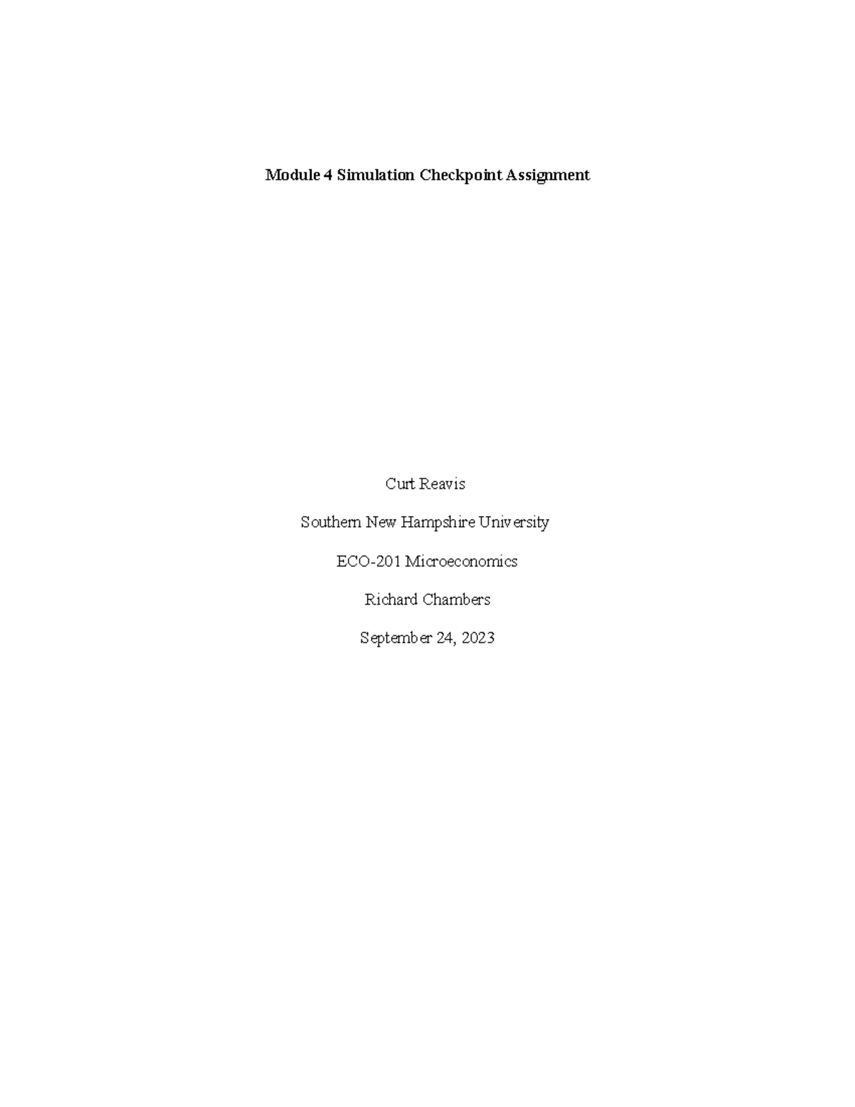 Mod 4 Simulation Checkpoint Assignment - Module 4 Simulation Checkpoint ...