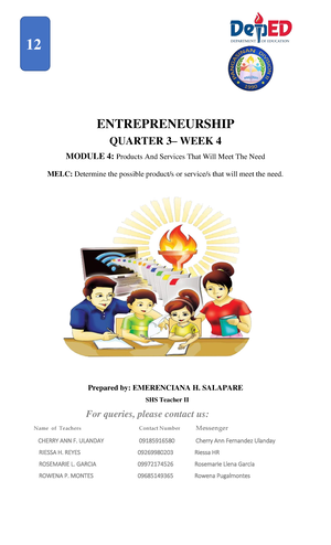 Entrep 12 Q1 M1 Introduction-TO- Entrepreneurship - Quarter 1 — Module ...