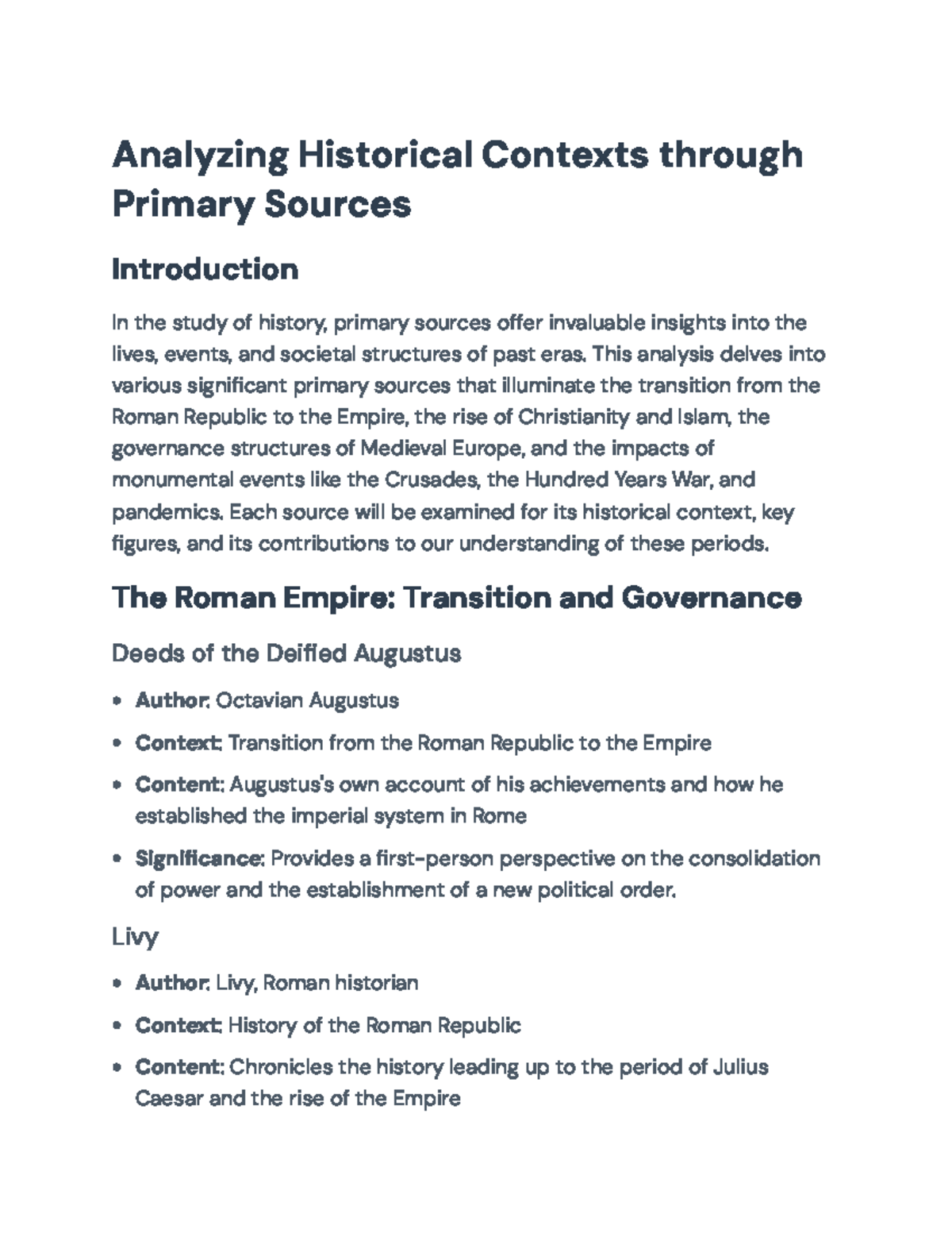 Analyzing Primary Sources: Historical Contexts from Republic to Empire ...