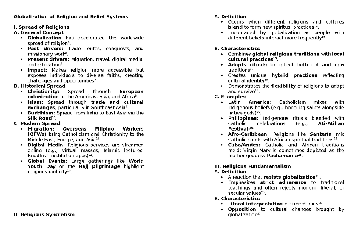 Globalization of Religion and Belief Systems I: Key Concepts and ...