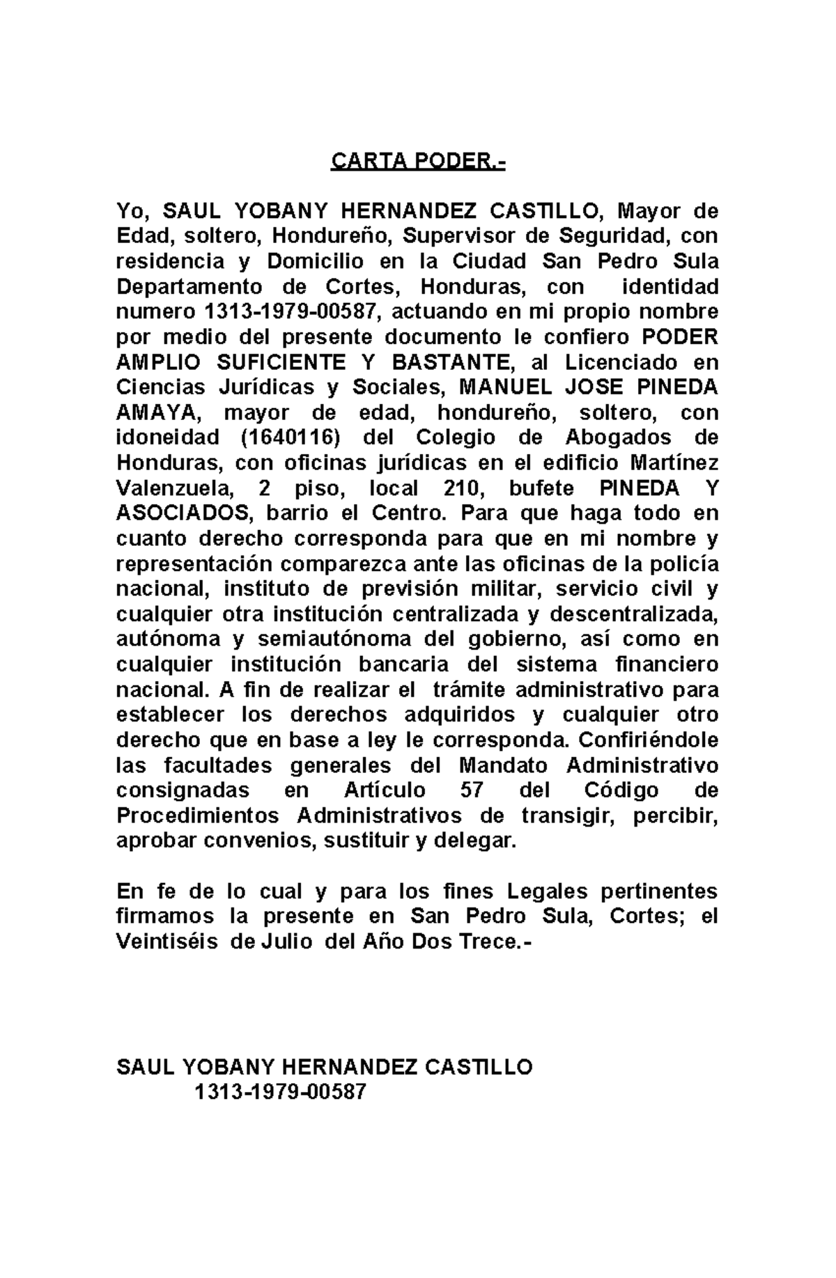 Carta Poder - SAUL YOBANY HERNANDEZ CASTILLO - Studocu