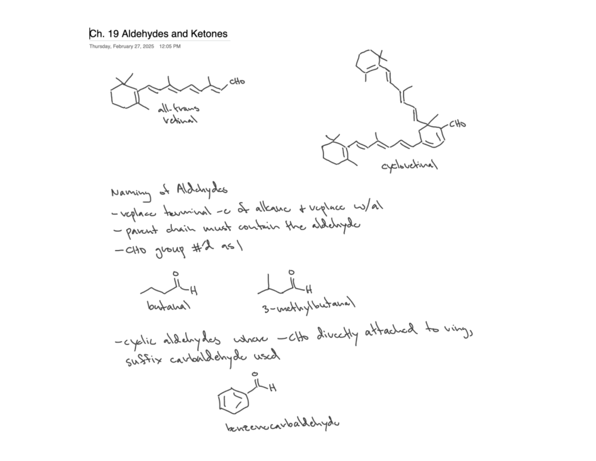 ABC101 Final Exam Study Guide: Aldehydes and Ketones (Ch. 19) - Studocu