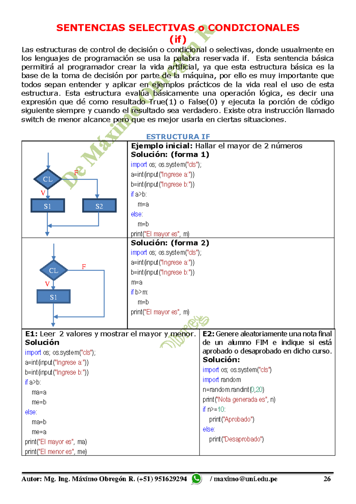 Condicionales IF en Programación: Estructuras y Ejemplos (02) - Studocu
