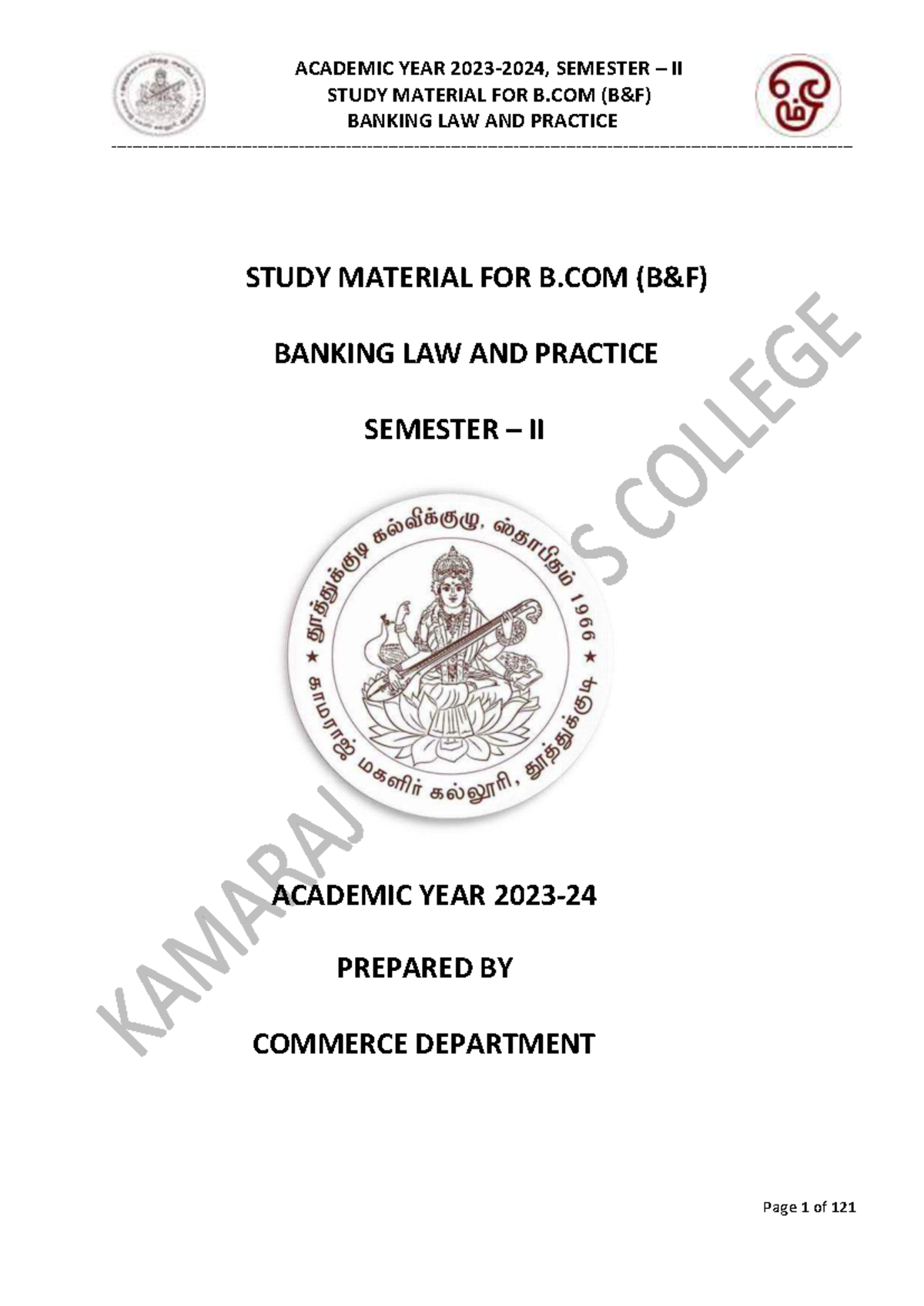 B.COM Banking Law & Practice Study Material - Semester II - Studocu