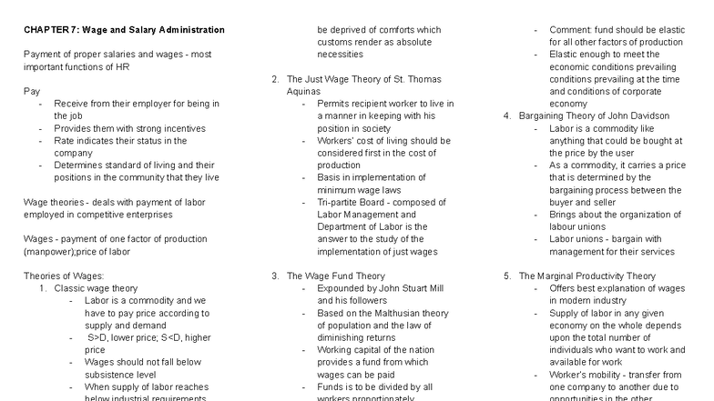 HRM 101: Midterm Study Notes on Wage and Salary Administration - Studocu