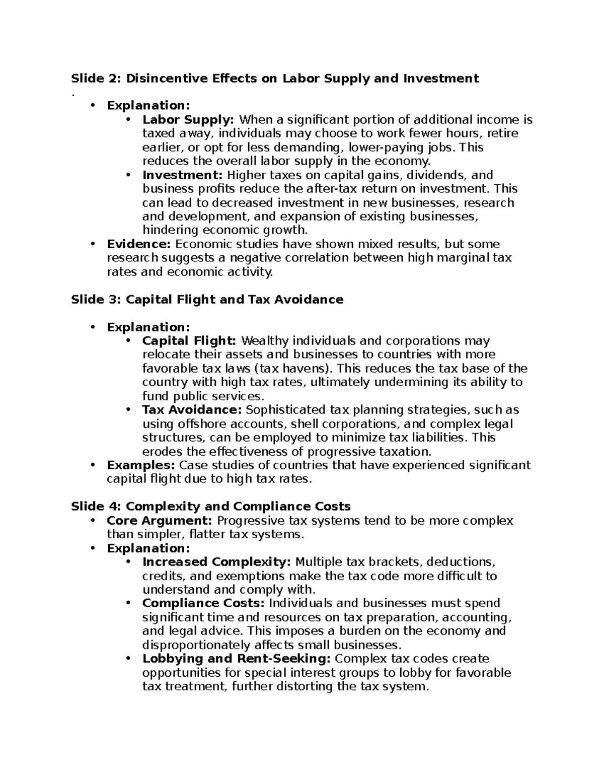 Economic Elevation: Disincentive Effects of Progressive Taxation - Studocu