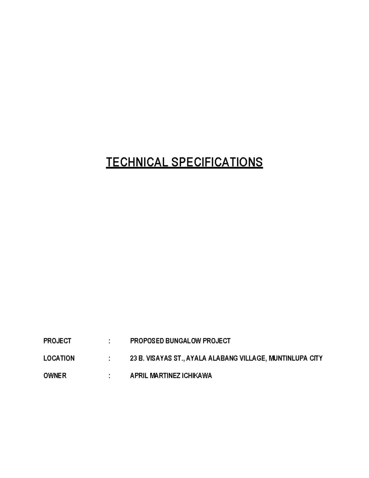 558609202-Technical-Specifications-for-Proposed-Bungalow-Project - Studocu