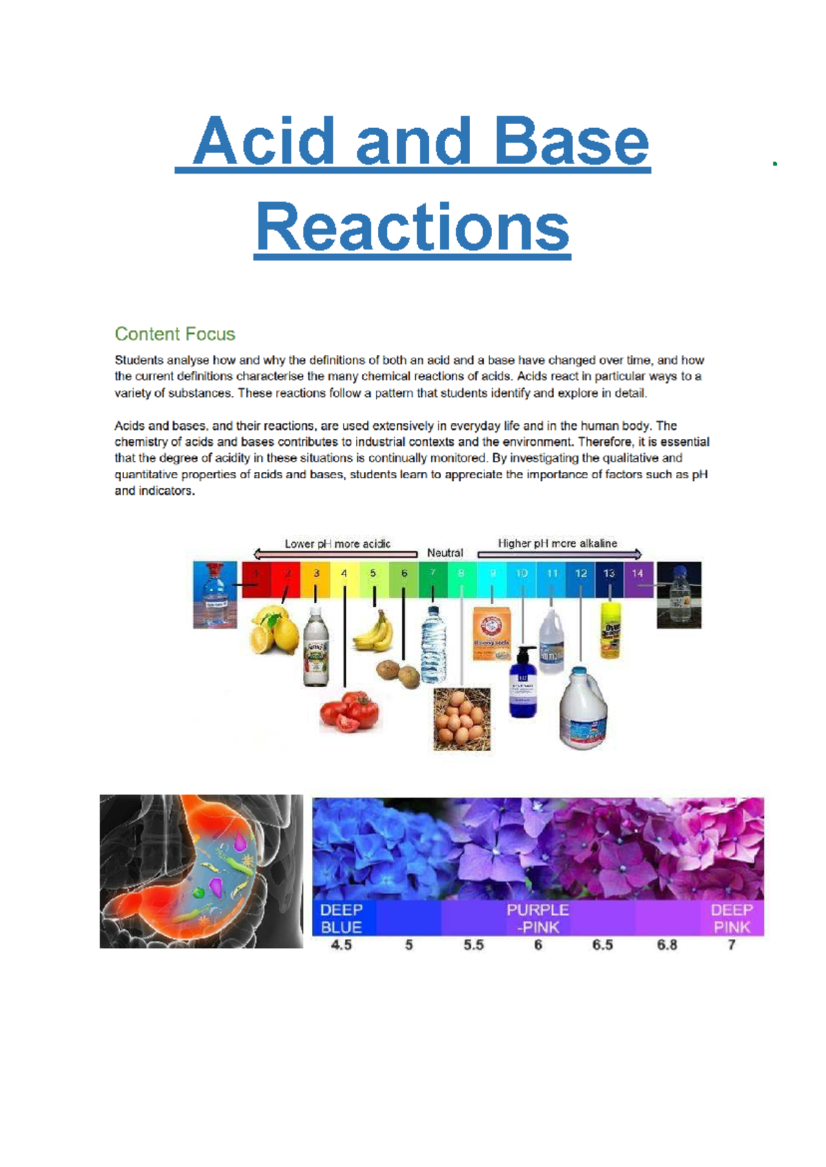 Acid and Base Reactions: Properties and Strengths - Lesson 1 - Studocu