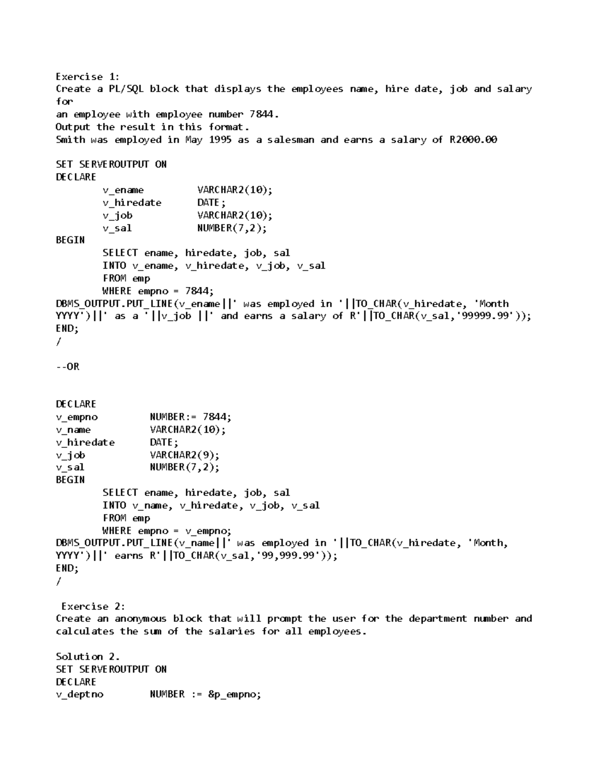 DSO23BT-exercises as @ 190520211 - Exercise 1: Create a PL/SQL block that displays the employees ...