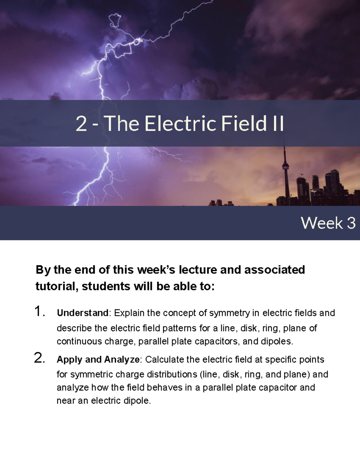 Lecture Notes 3- Section 48 and 54- The Electric Field II - 2 - The ...