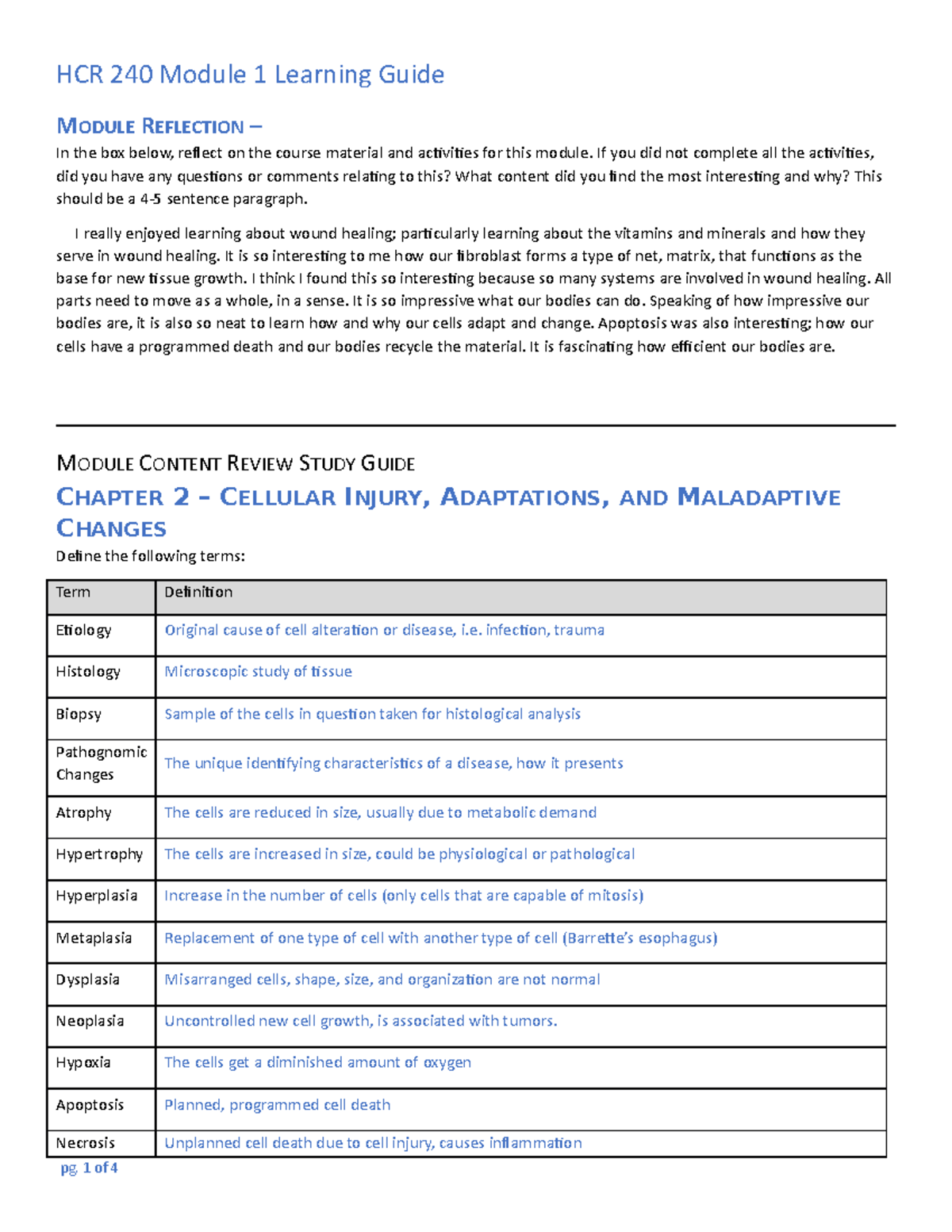 Mod 1 learning guide - MODULE REFLECTION – In the box below, reflect on ...