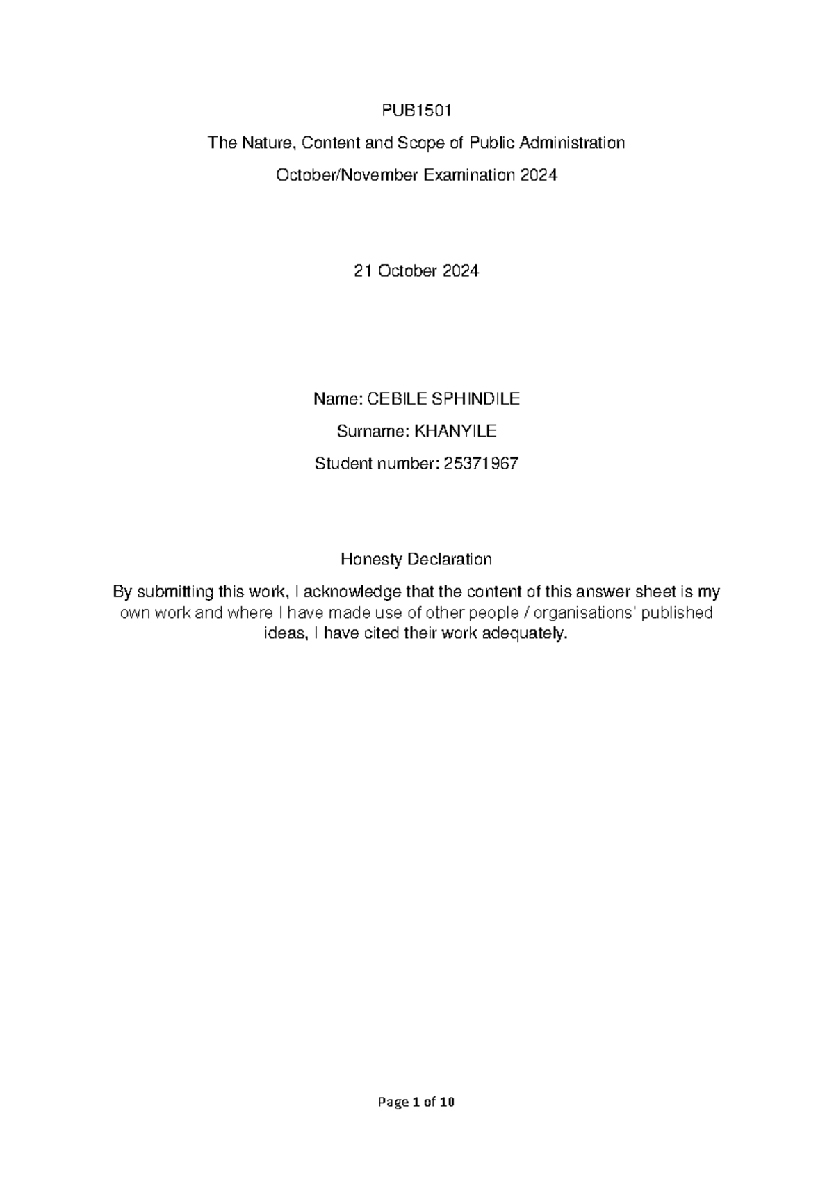 PUB1501 - Exam Insights: Passing Grade & Key Concepts Explained - Studocu