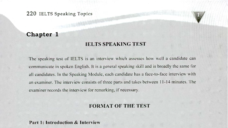 220 IELTS Speaking Topics: Structure and Tips for Success - Studocu