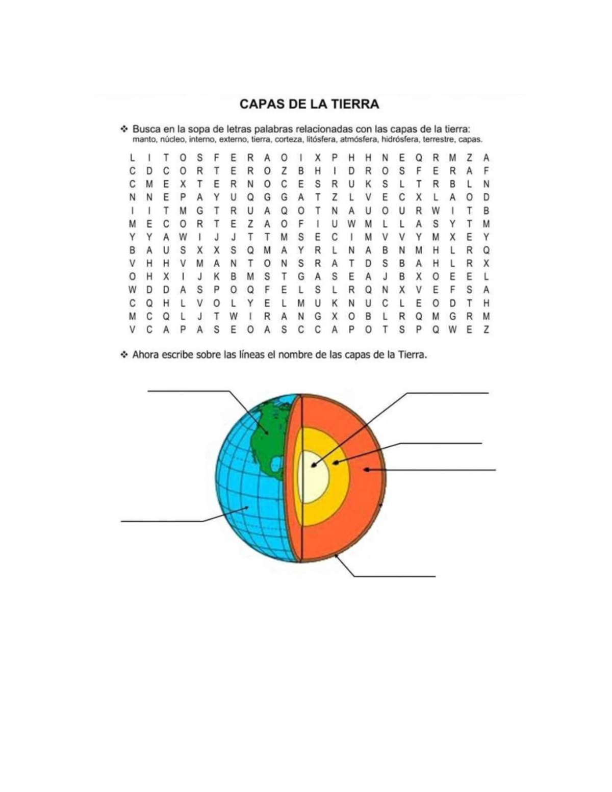 Sopa De Letras Del Planeta Tierra