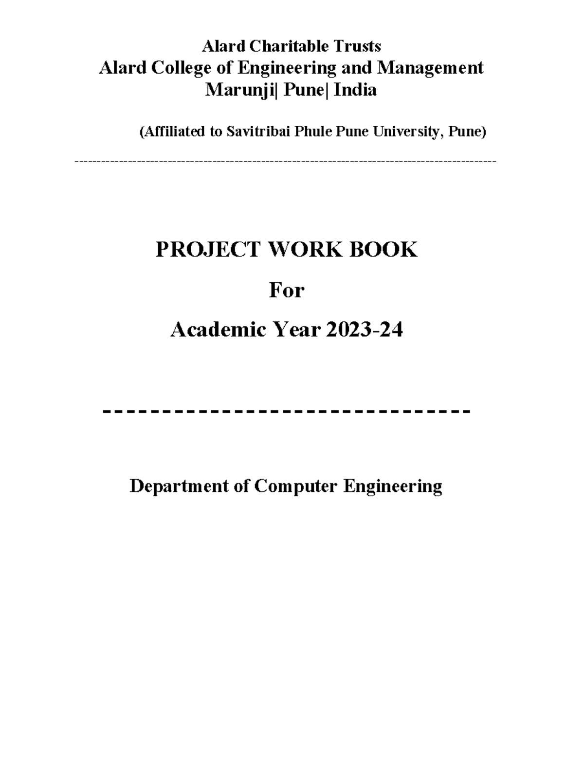 410248: Project Work Book for Computer Engineering (2023-2024) - Studocu