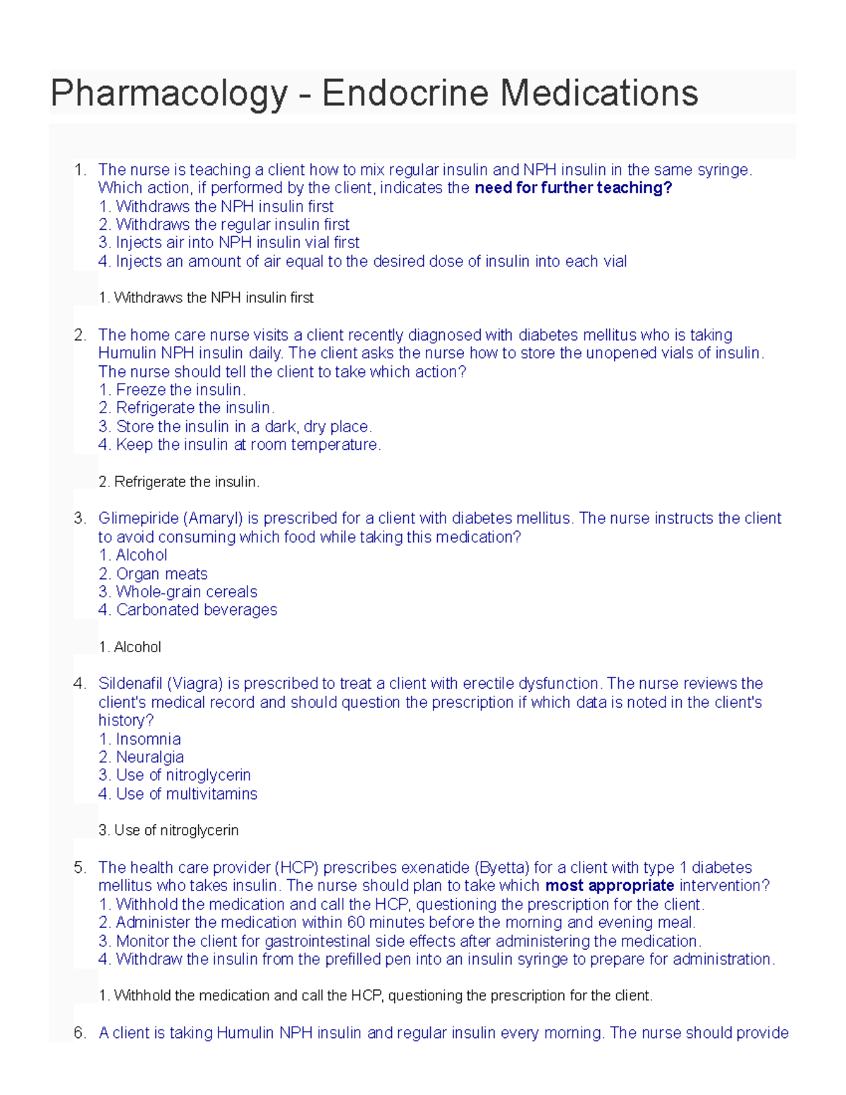 Pharmacology 301 - Endocrine Meds Study Notes and Key Concepts - Studocu